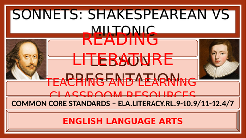 SONNETS : SHAKESPEAREAN VS MILTONIC - LESSON PRESENTATION | Teaching ...