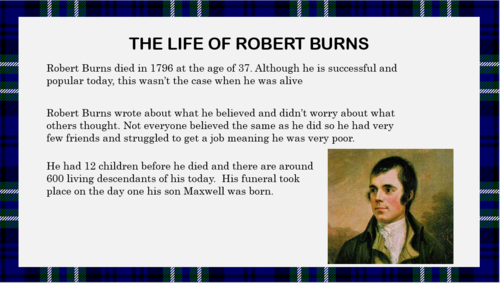 Robert Burns and Burns Night- Lesson -Assembly Presentation | Teaching ...