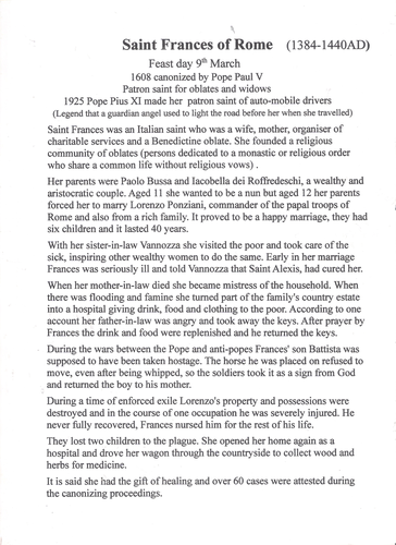 Saint Frances of Rome March 9th | Teaching Resources
