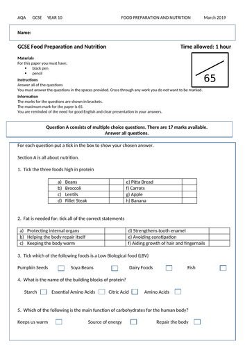 AQA GCSE Food Preparation & Nutrition section 2 lesson 12 | Teaching ...