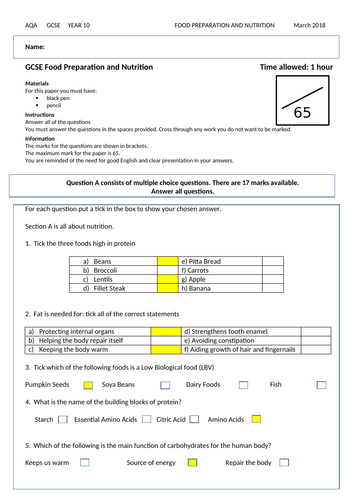 AQA GCSE Food Preparation & Nutrition section 2 lesson 12 | Teaching ...
