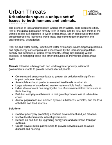 AQA GCSE Geography 3.2.1 Urban Issues & Challenges. Case Study; Mumbai ...