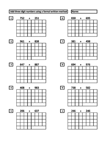 Y3 adding 3-digit numbers using formal written methods PDF | Teaching ...