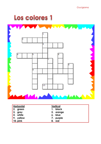 Spanish Vocabulary Crosswords | Teaching Resources
