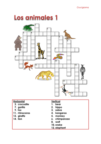 Spanish Vocabulary Crosswords | Teaching Resources