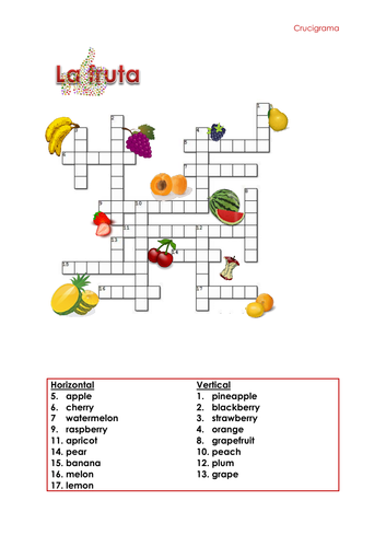 Spanish Vocabulary Crosswords | Teaching Resources
