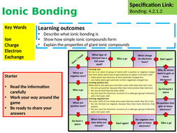 KS4 AQA GCSE Chemistry (Science) Ionic Bonding Lesson & Activities ...