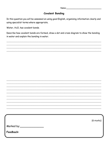 KS4 AQA GCSE Chemistry (Science) Covalent Bonding Lesson & Activities ...