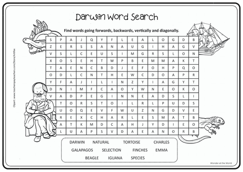 FREE Charles Darwin Themed Word Search | Teaching Resources