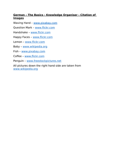 German - The Basics - Knowledge Organiser/ Revision Mat! | Teaching ...