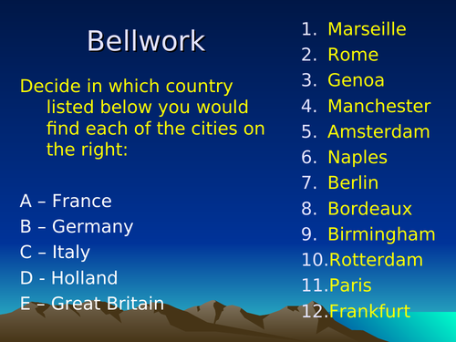 Geography bellwork tasks | Teaching Resources