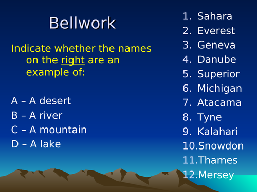 Geography bellwork tasks | Teaching Resources