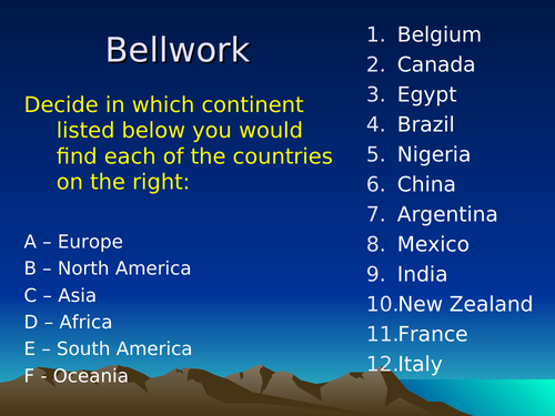 Geography bellwork tasks | Teaching Resources