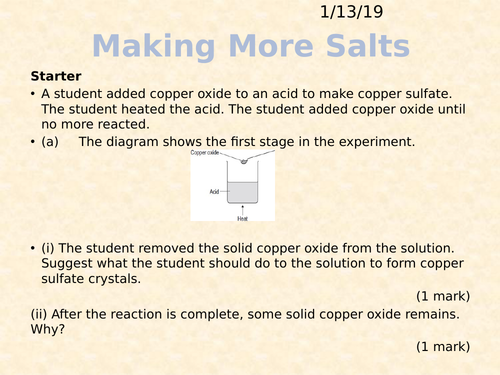 AQA Chemistry Topic 5: Making More Salts | Teaching Resources