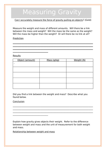 YEAR 6 SCIENCE FORCES/ differentiated 3 worksheets- measuring forces ...