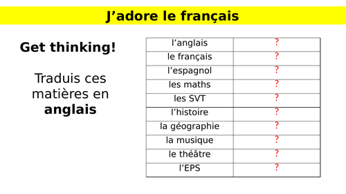 French School Subjects (5 worksheets) | Teaching Resources