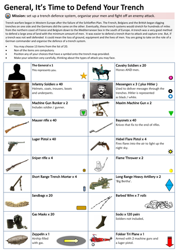 WW1 Trench Weapons + Game | Teaching Resources