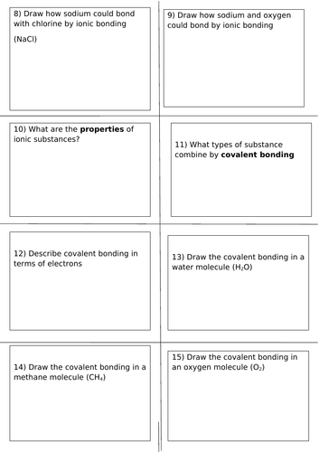 Structure and Bonding C3 revision cards | Teaching Resources