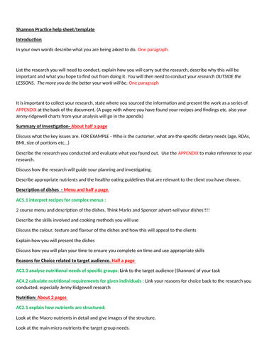 Unit 1 Mock Coursework. WJEC Level 3 Food Science and Nutrition ...