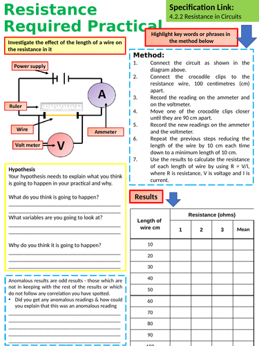 KS4 AQA GCSE Physics (Science) Resistance in a Wire Required Practical ... KS4 AQA GCSE Physics (Science) Resistance in a Wire Required Practical ...