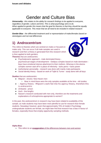 Complete notes for Issues and debates topic of Psychology Alevel OCR ...