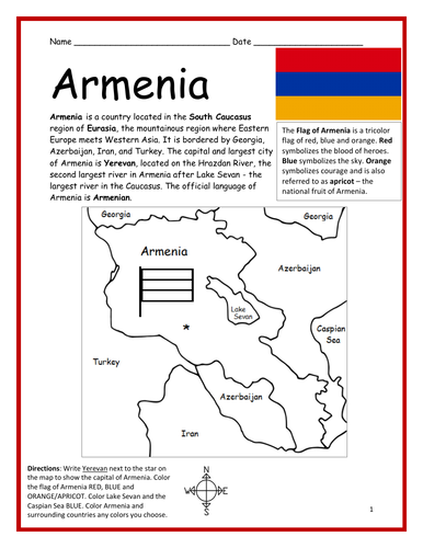 ARMENIA - Introductory Geography Worksheet | Teaching Resources