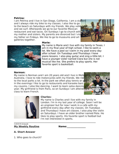 Hobbies English Reading: (ESL / EFL / ELA) | Teaching Resources