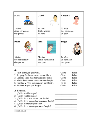 Comparatives Spanish Worksheet / Partner Activity - Comparativos (SUB ...