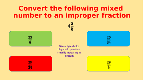 Multiple choice 30 - Converting between mixed numbers and improper fractions | Teaching Resources