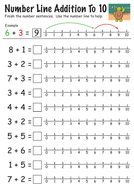 NUMBER LINE Worksheets ADDITION & SUBTRACTION 0-10 and 0-20 (With pupil ...