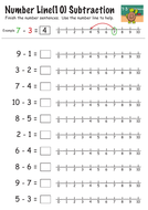 NUMBER LINE Worksheets ADDITION & SUBTRACTION 0-10 and 0-20 (With pupil ...