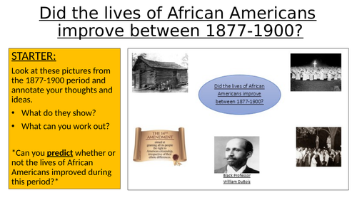 OCR SHP GCSE 9-1 History (USA, 1789-1900): How did the lives of African ...