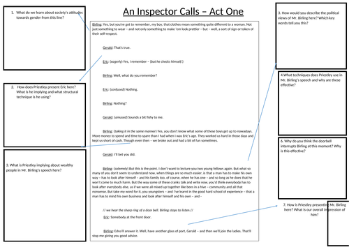 An Inspector Calls Act One | Teaching Resources