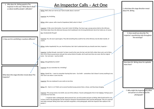 An Inspector Calls Act One | Teaching Resources