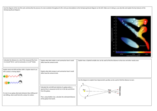 A level Space Revision Mat Topic 10 | Teaching Resources