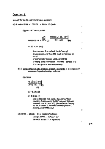 AQA AS level Unit 1 section 2: Amount of substance ideal gas equation ...