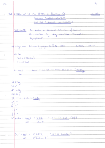 AQA AS level Unit 1 Section 2: Amount of substance standard + titration neutraliseREQUIRED ...