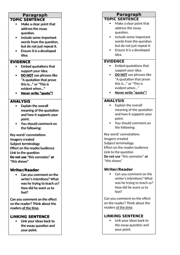 Essay Writing Skills - Academic Writing Frame - English Literature ...