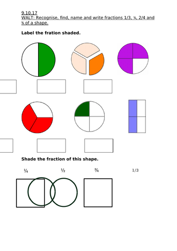 Year 2 Maths: Find a fraction of a shape | Teaching Resources