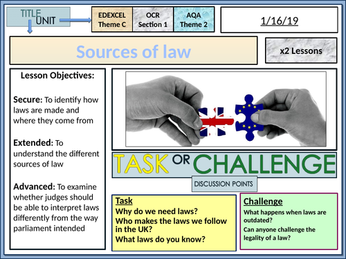 Sources of Law - Citizenship | Teaching Resources