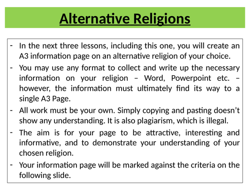 Alternative Religions | Teaching Resources