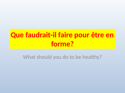 GCSE French PPT Une Vie Saine | Teaching Resources