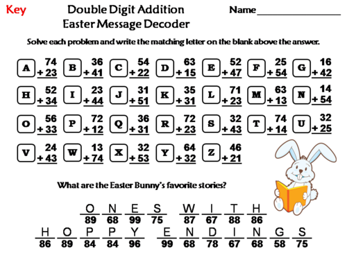 Double Digit Addition Without Regrouping Easter Math Activity ...