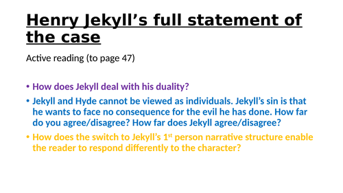 Jekyll and Hyde revision scheme with extract booklet, differentiated ...