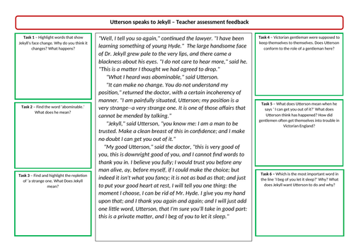 Jekyll and Hyde revision scheme with extract booklet, differentiated ...