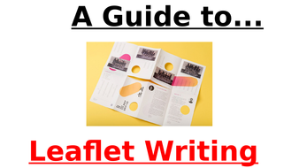 Leaflet Writing - GCSE English Language Unit 2 | Teaching Resources