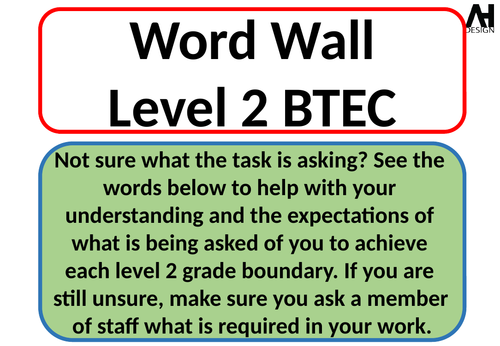 Level 2 BTEC Engineering Word Wall | Teaching Resources