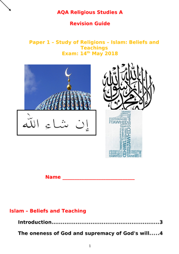 REVISION GUIDES for AQA A RS Christianity and Islam | Teaching Resources