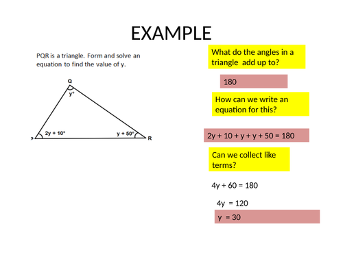 forming and solving equations perimeter, area, angles | Teaching Resources