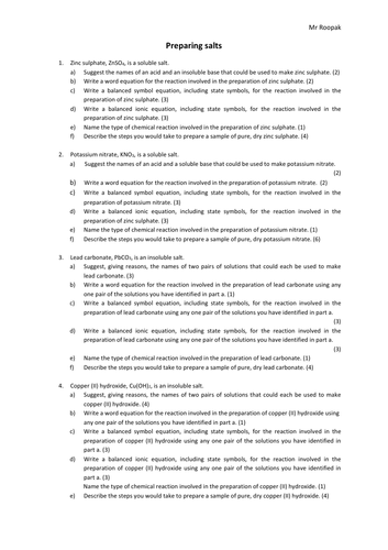 GCSE 9-1 Chemistry Revision Worksheets (topic wise) | Teaching Resources